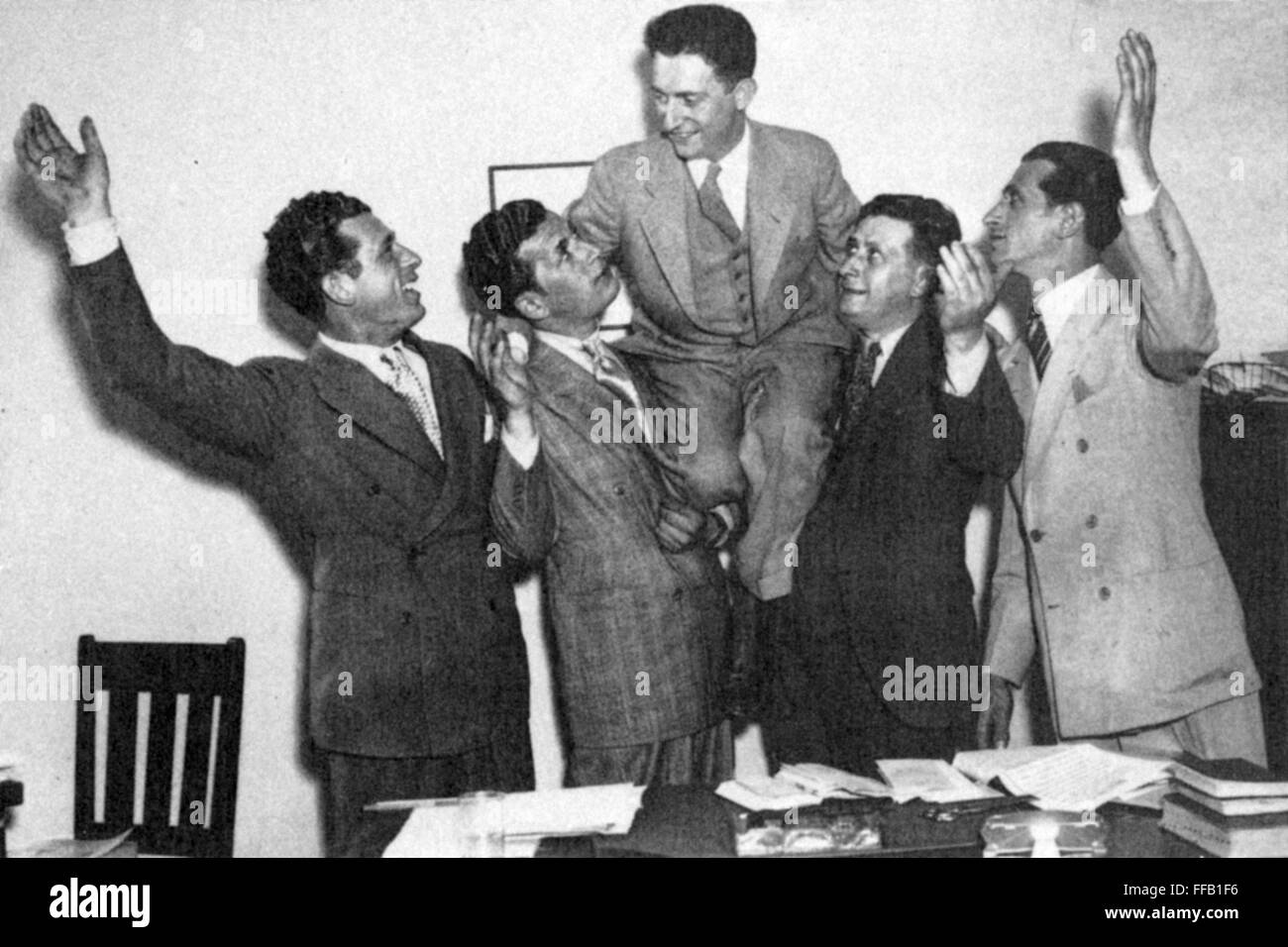 SCHECHTER CASE, 1935. /nThe Schechter brothers celebrate with attorney ...