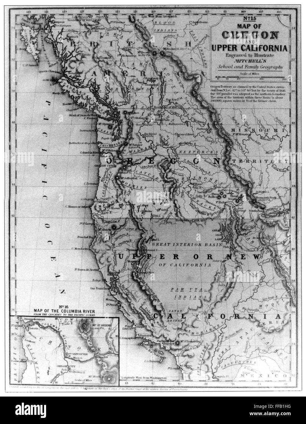 MAP OF OREGON & CALIFORNIA./nA map of Oregon and Upper (or 'New ...