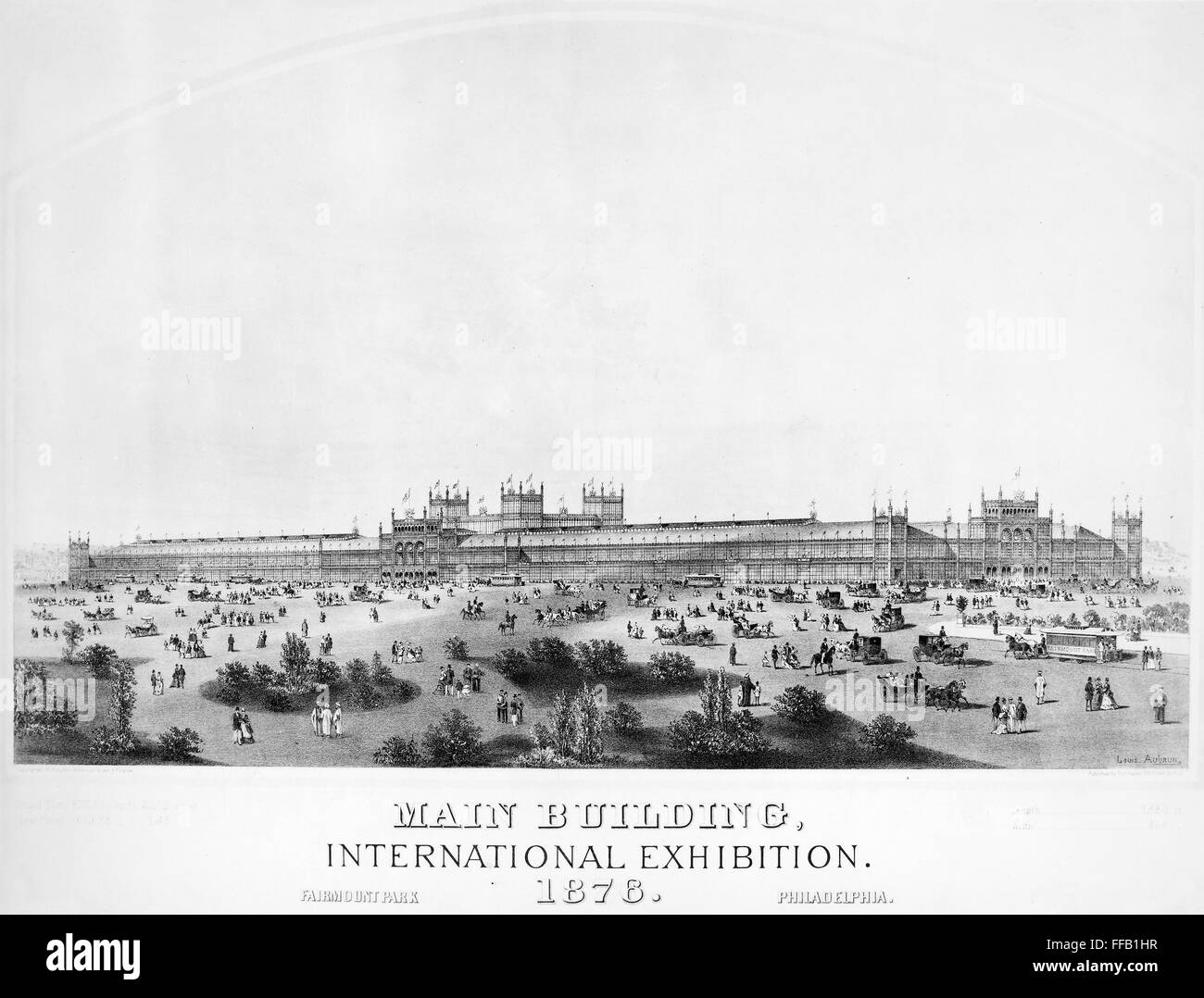 CENTENNIAL FAIR, 1876. /nThe main building at Fairmount Park ...