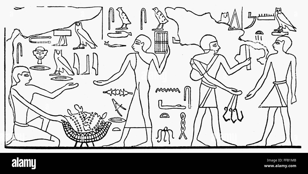 ANCIENT EGYPT: DAILY LIFE. /nDaily life in a market. At the left a ...