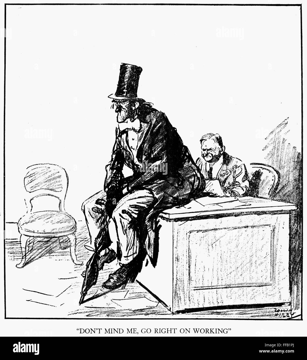 PROHIBITION CARTOON, 1929. /n'Don't mind me, go right on working ...