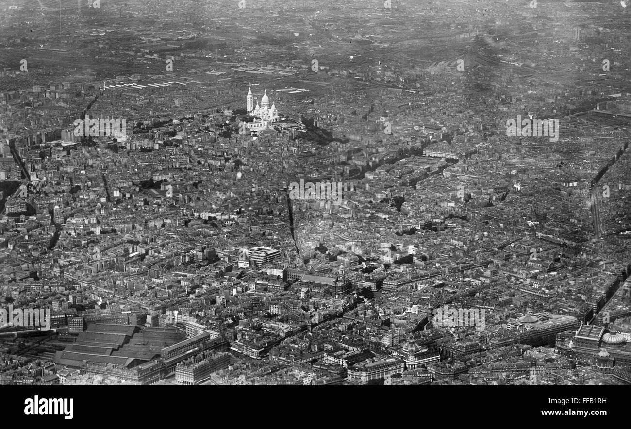 PARIS: MONTMARTRE, c1925. /nAn aerial view of a part of Paris, France ...
