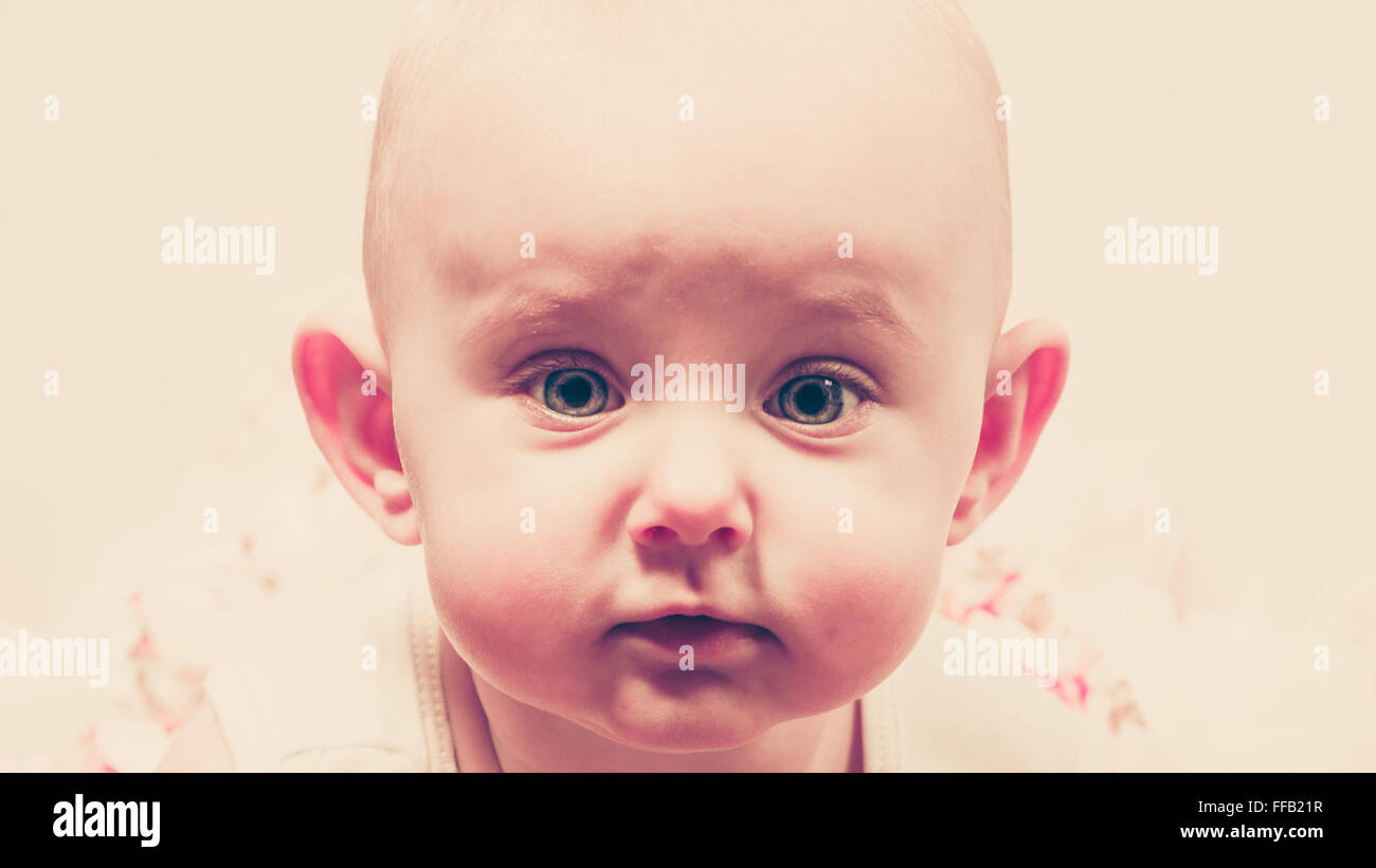 Lovely little child girl. Portrait of cute beauty sweet baby. Face ...