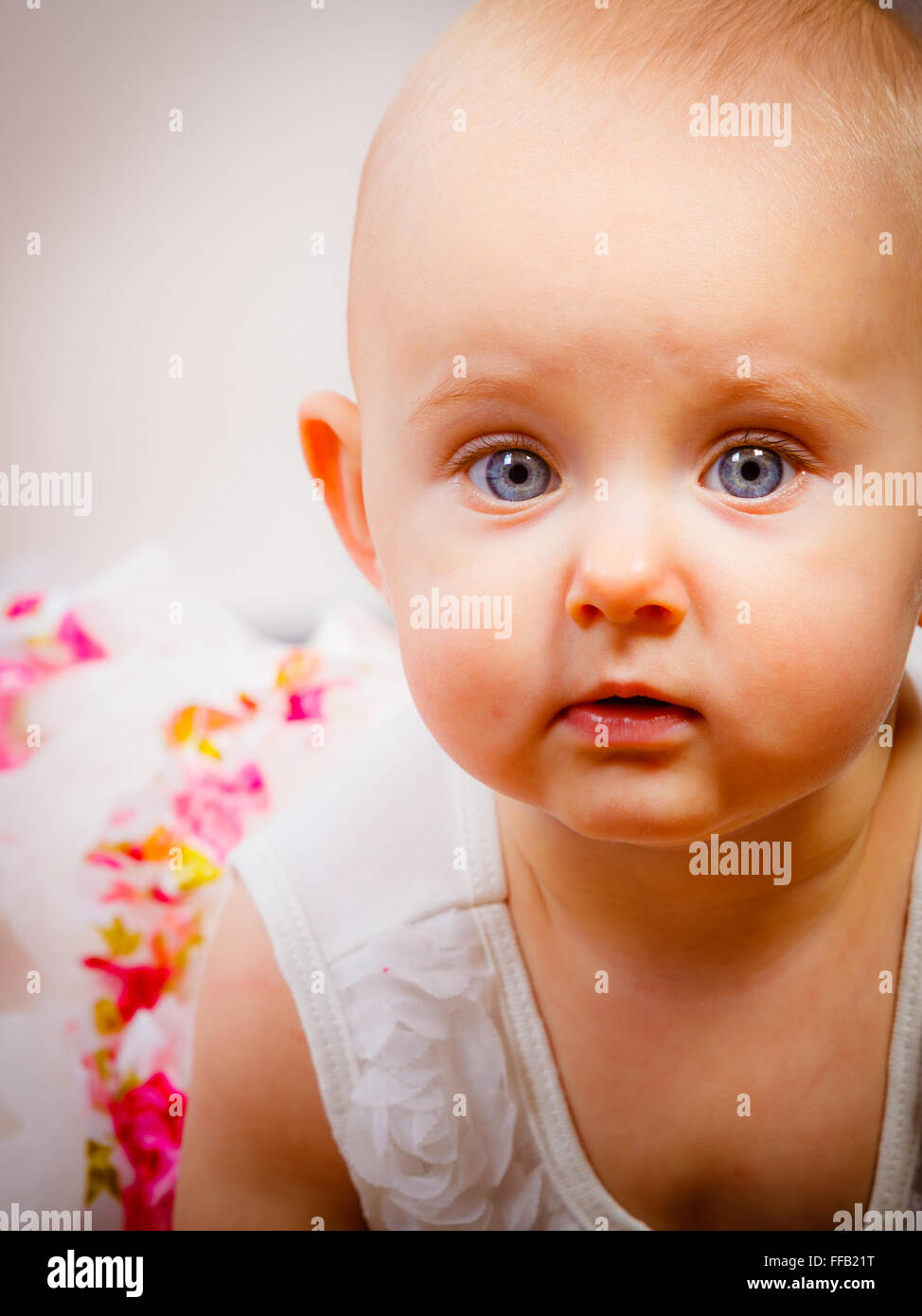 Lovely little child girl in princess fairy dress. Portrait of cute ...
