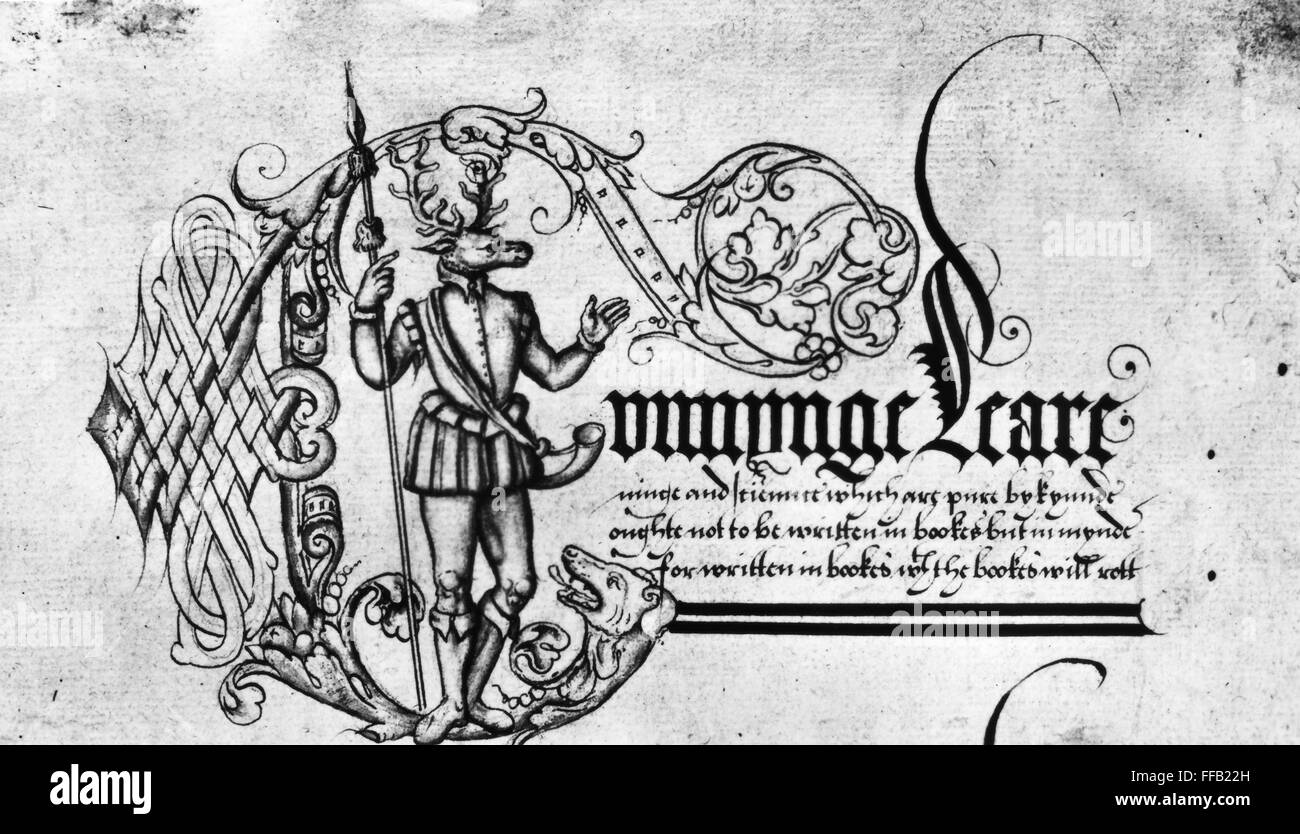 CALLIGRAPHY: ENGLISH, 1600. /nPart of a writing master's copy-sheet ...