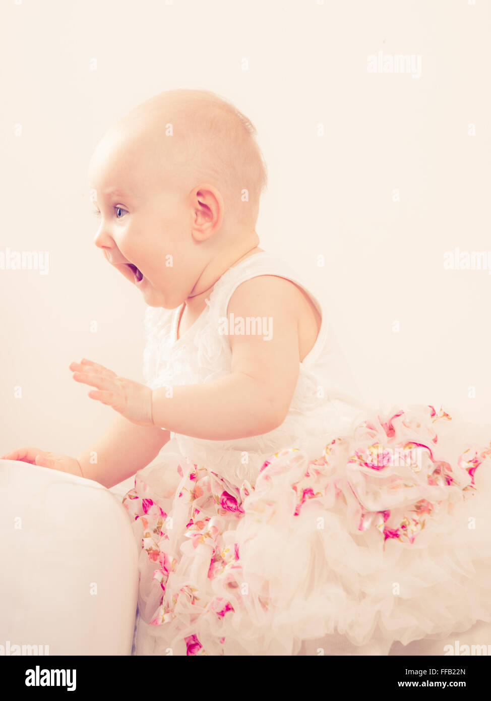 Lovely little child girl in princess fairy dress. Portrait of cute ...
