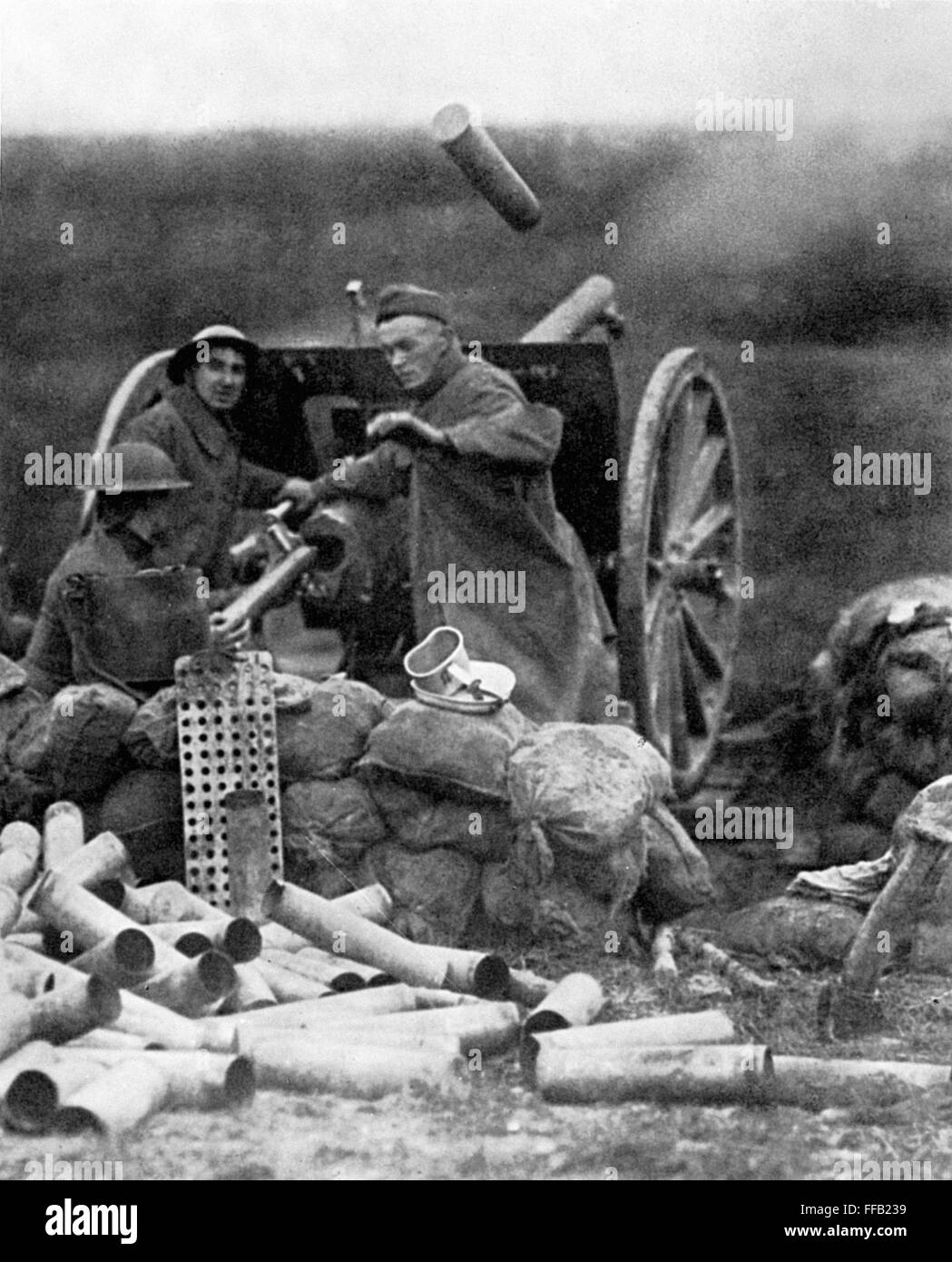 WORLD WAR I: U.S. ARTILLERY. /nAn American gun crew fires a 75mm gun at ...