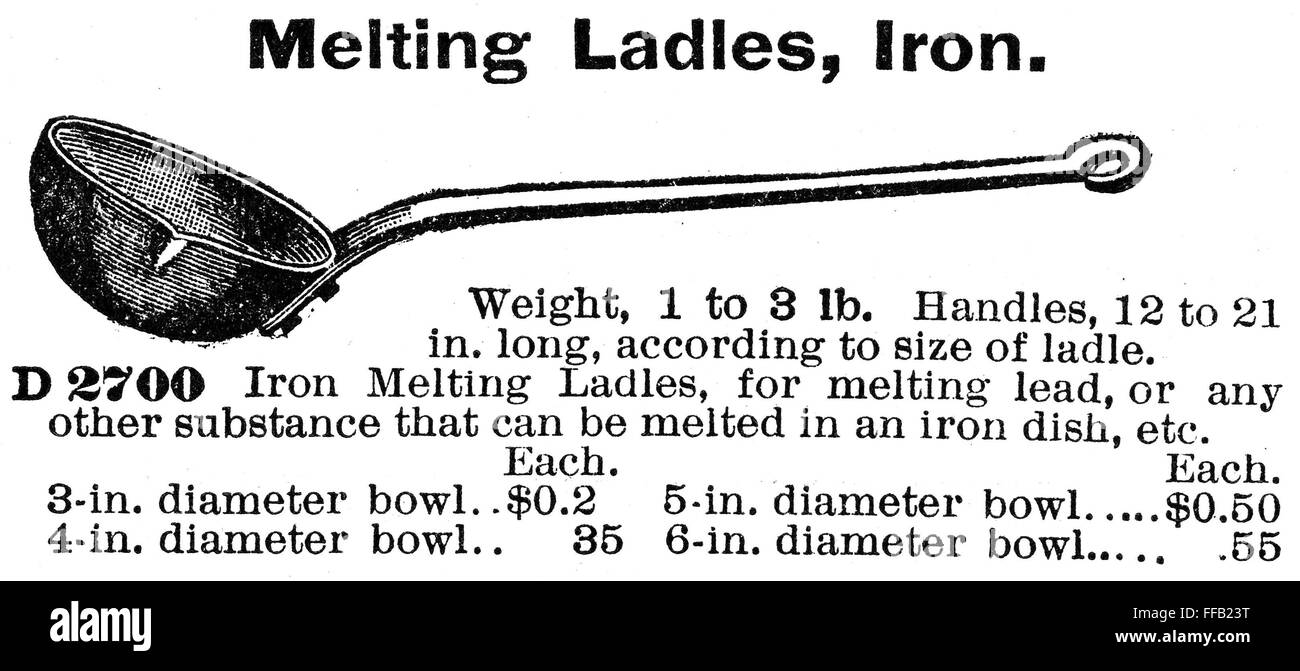 IRON MELTING LADLE AD, 1900. /nAn engraved advertisement for iron ...