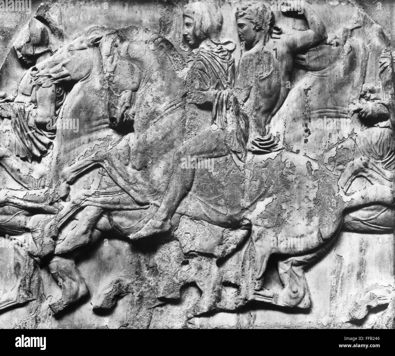 PARTHENON FRIEZE, 440 B.C. /nHorsemen in the Panathenaic Procession ...