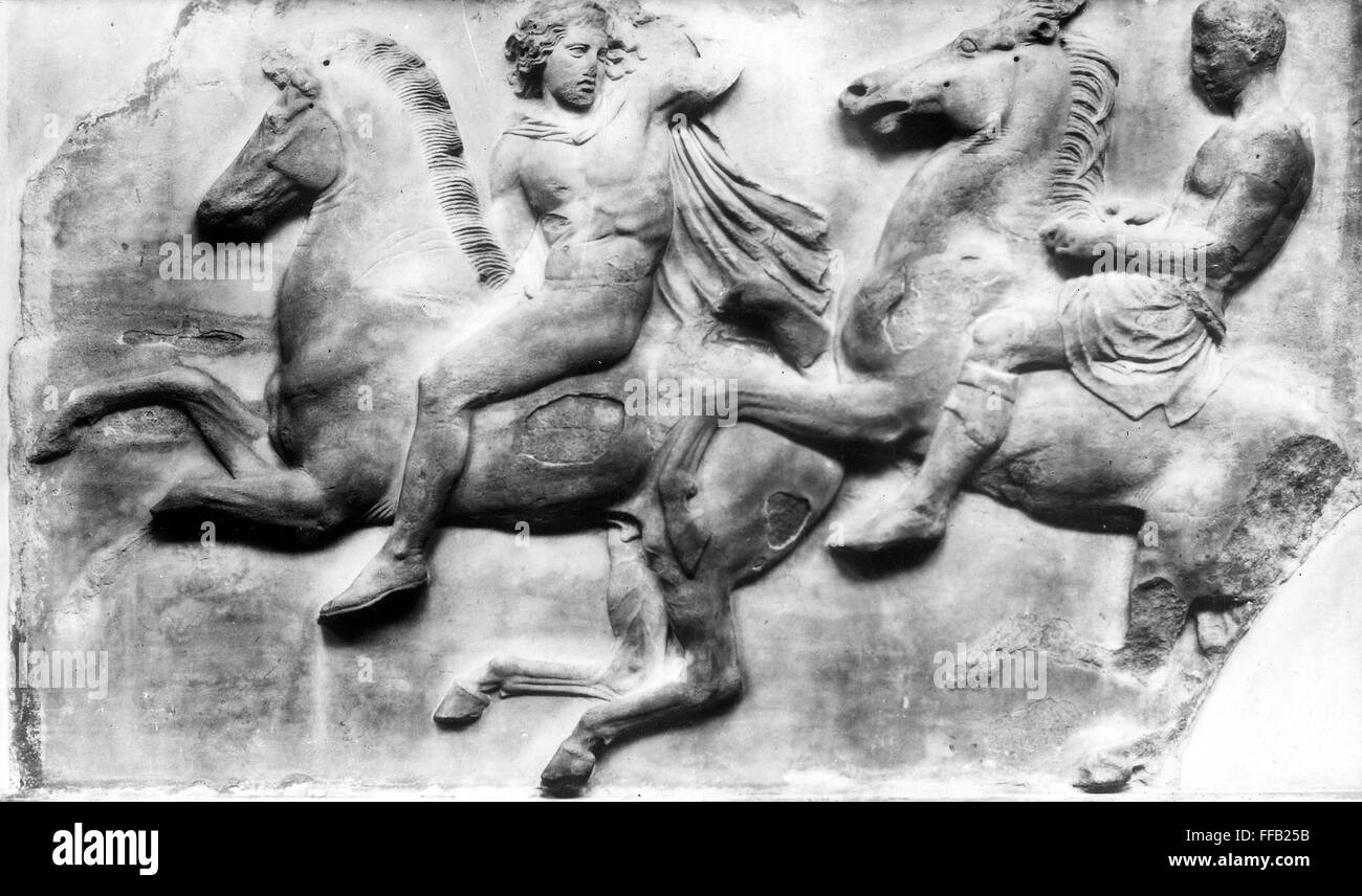 PARTHENON FRIEZE, 440 B.C. /nHorsemen in the Panathenaic Procession ...