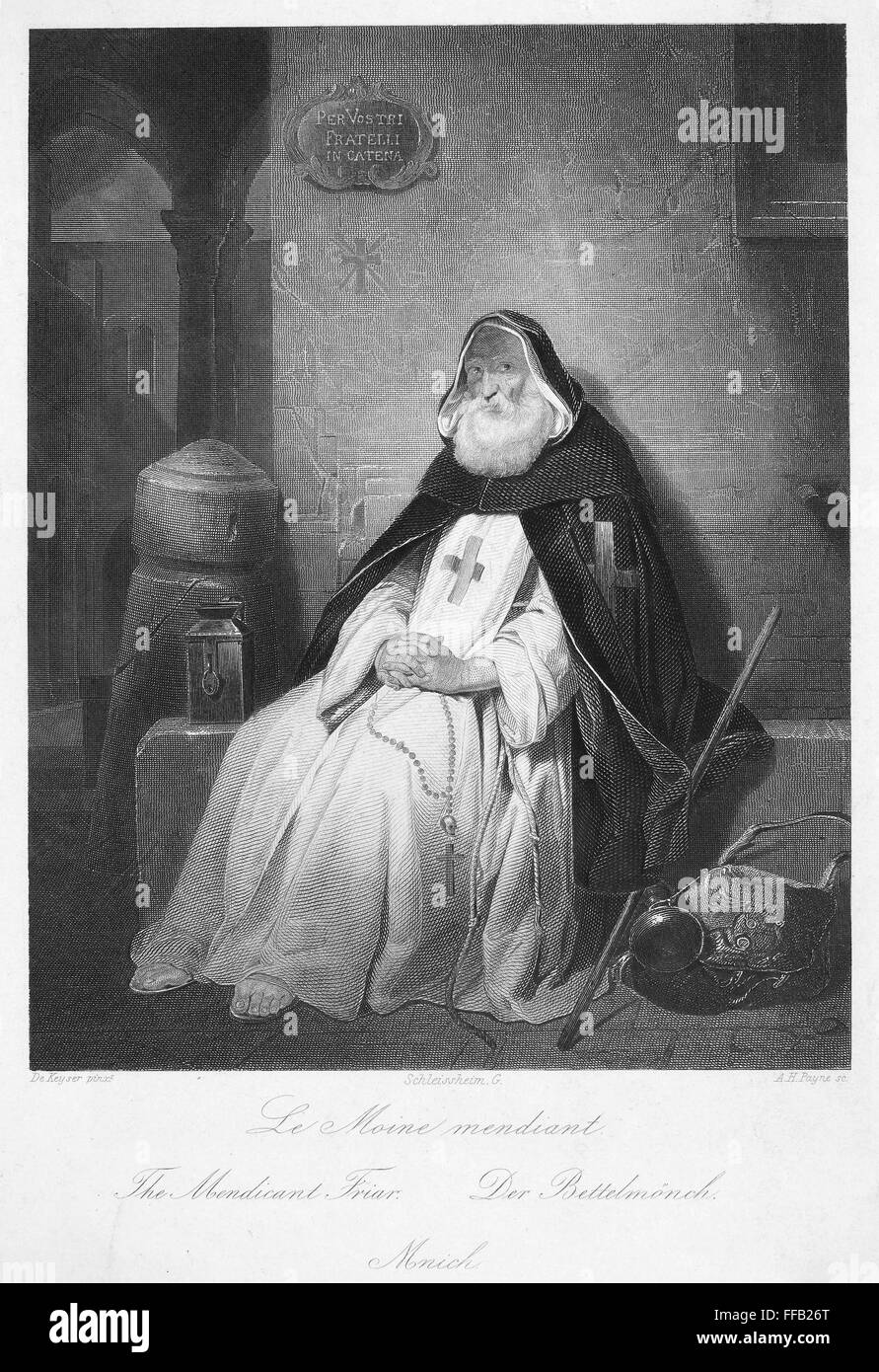 MENDICANT FRIAR. /nAn Italian Monk. Steel engraving, 19th century ...