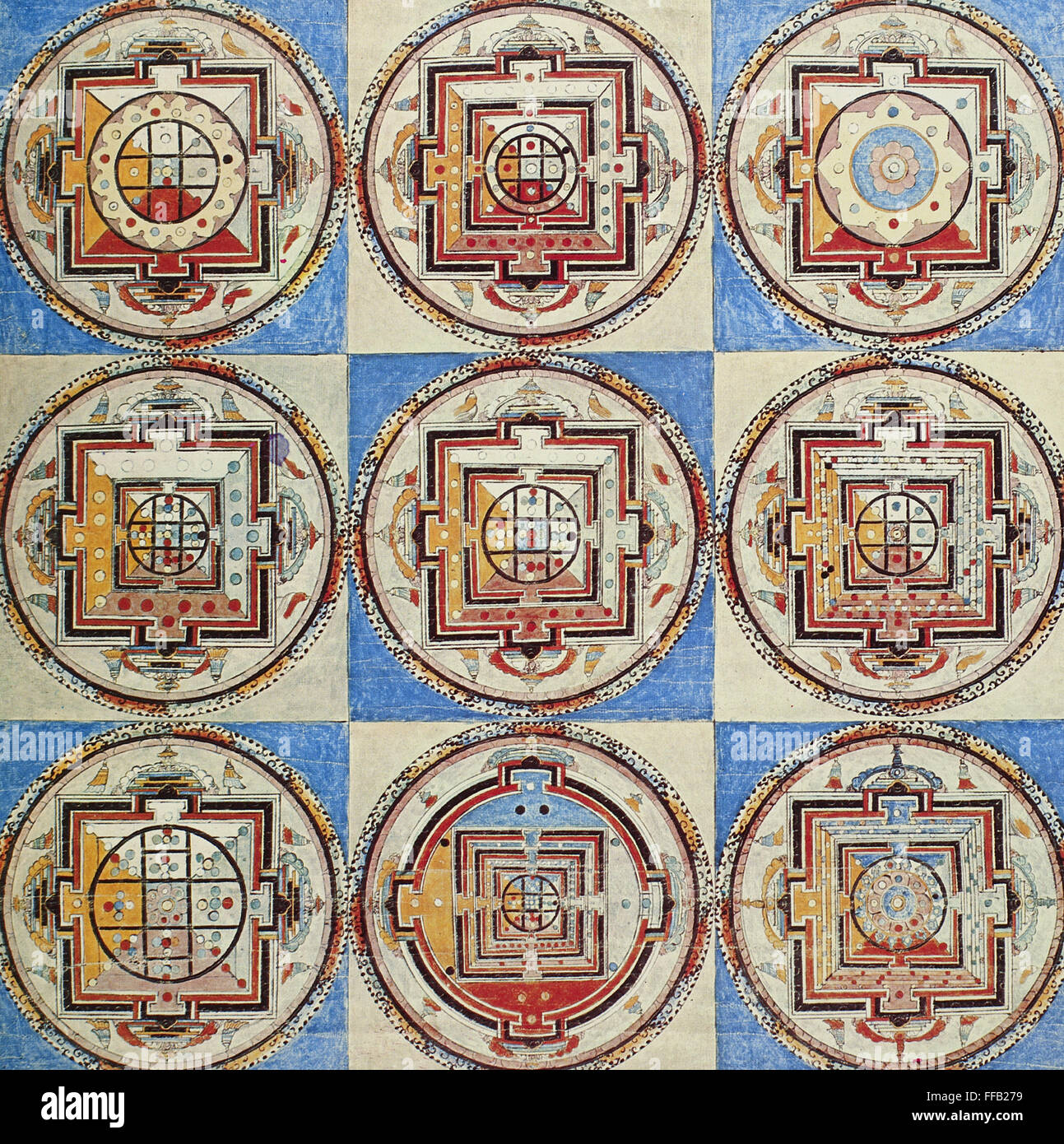 TIBET: BUDDHIST MANDALAS. /nA series of Tibetan mandalas from a temple ...