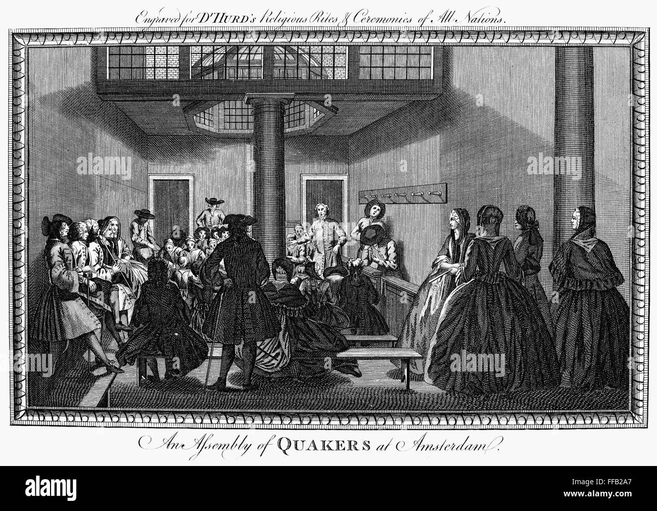 QUAKER MEETING, c1790. /n'An Assembly of Quakers at Amsterdam.' Copper ...