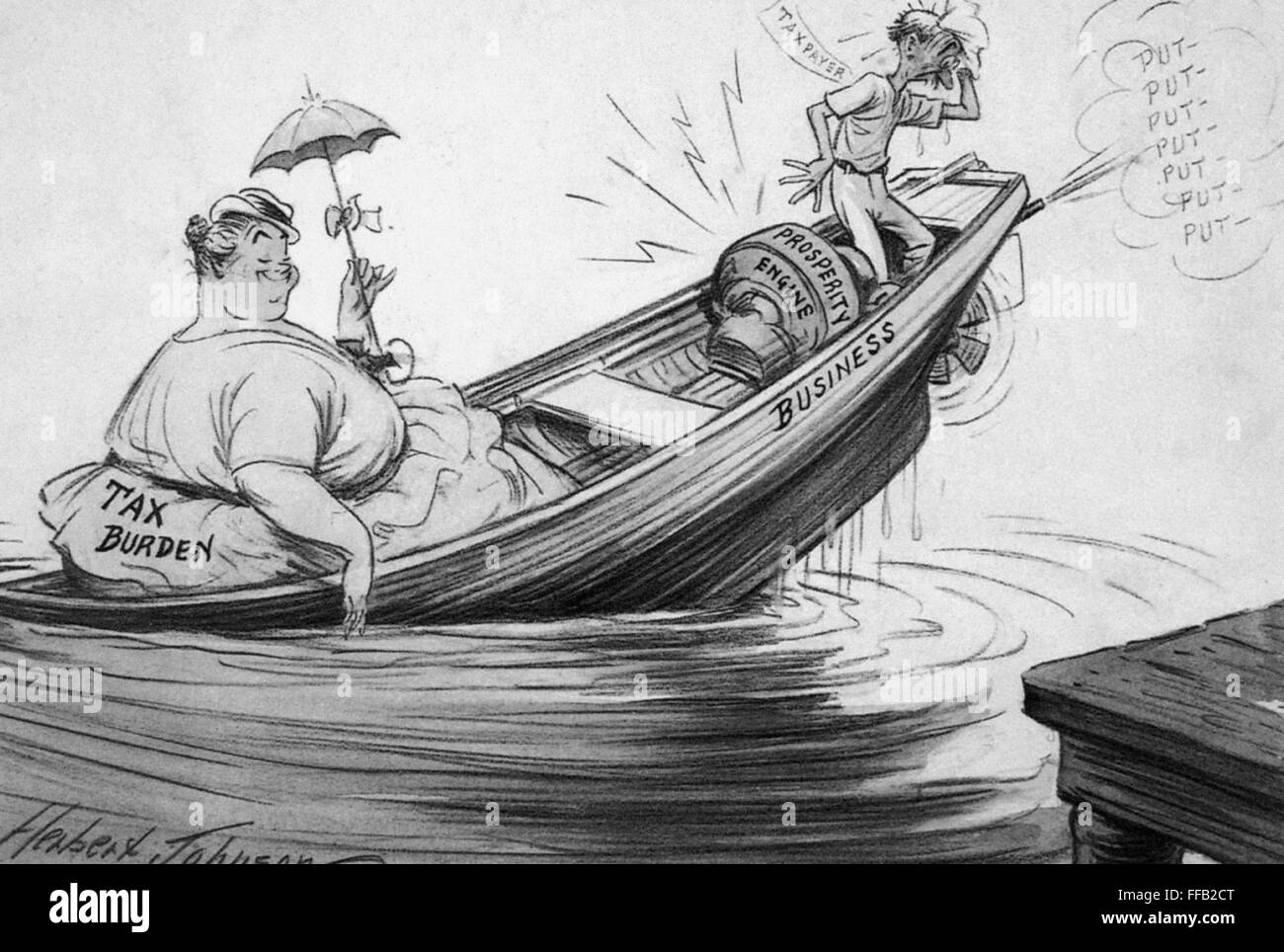 CARTOON: NEW DEAL, 1935. /nThe 'Tax Burden' created by President ...