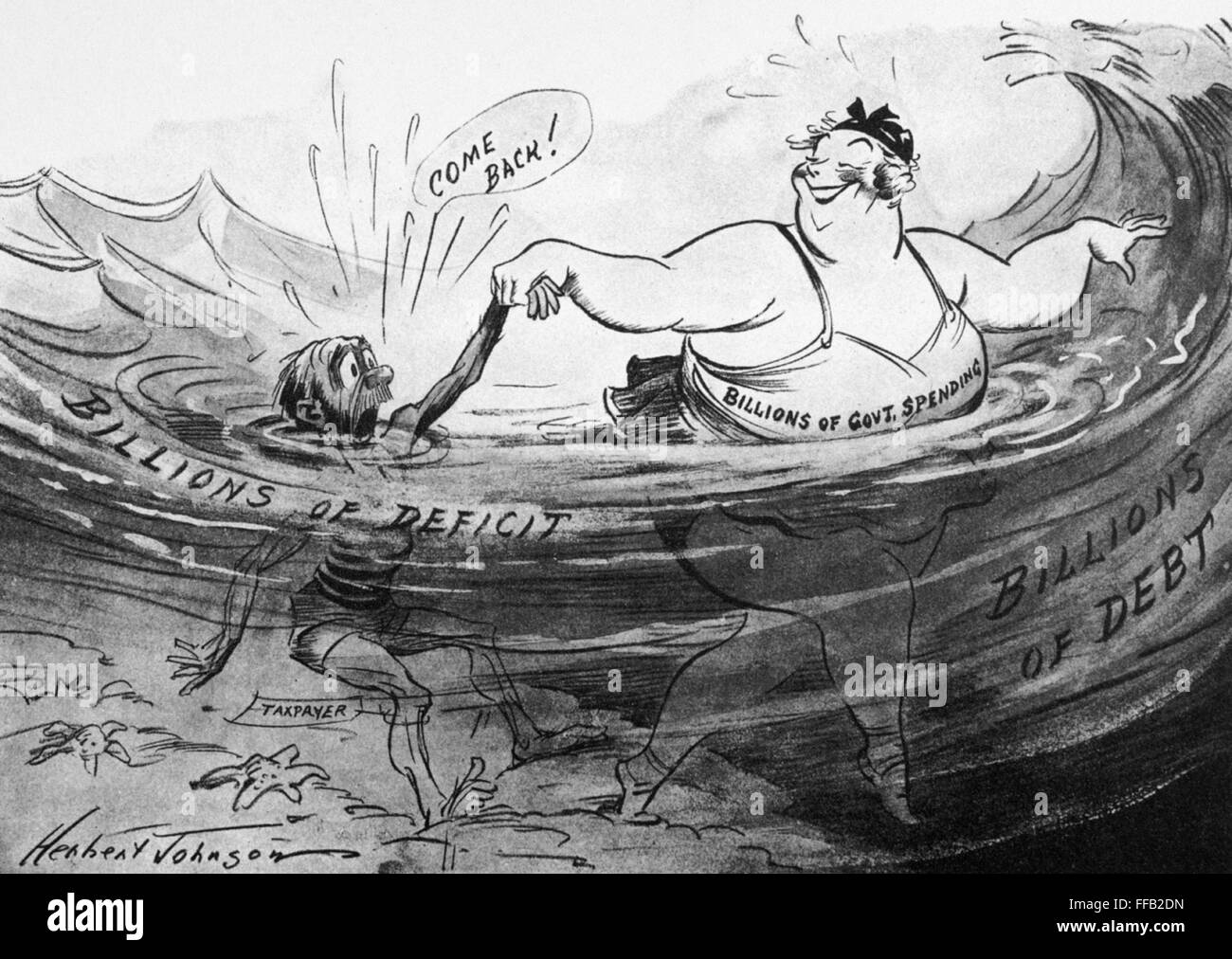 CARTOON: NEW DEAL, 1936. /n'Nonsense, if it gets too deep, you can ... CARTOON: NEW DEAL, 1936. /n'Nonsense, if it gets too deep, you can ...