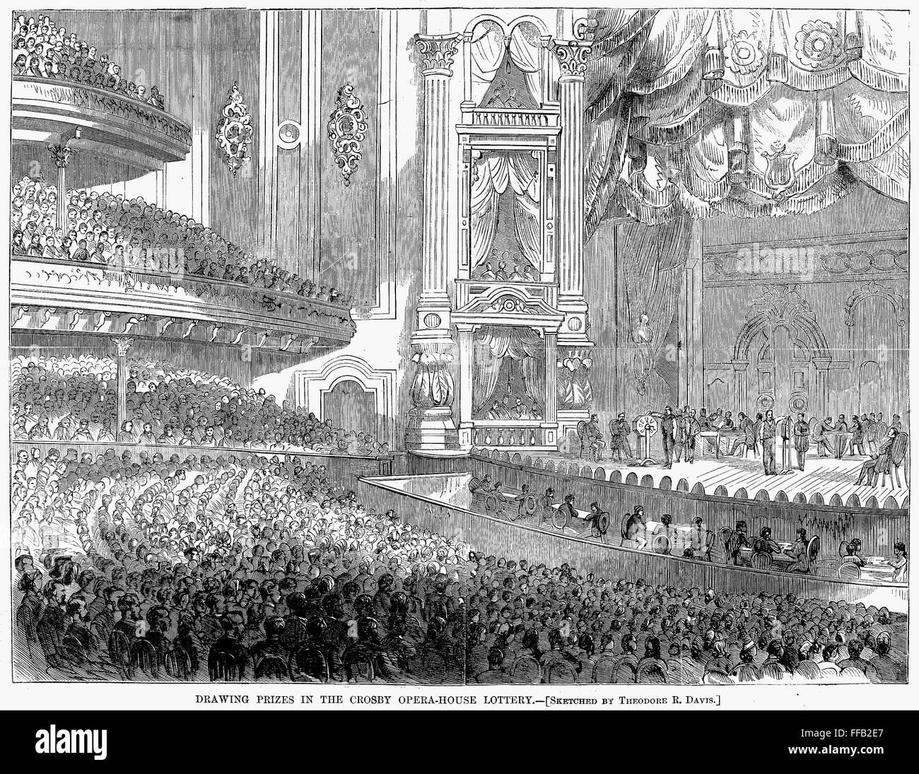 CHICAGO: OPERA HOUSE, 1867. /n'Drawing Prizes in the Crosby Opera-House ...