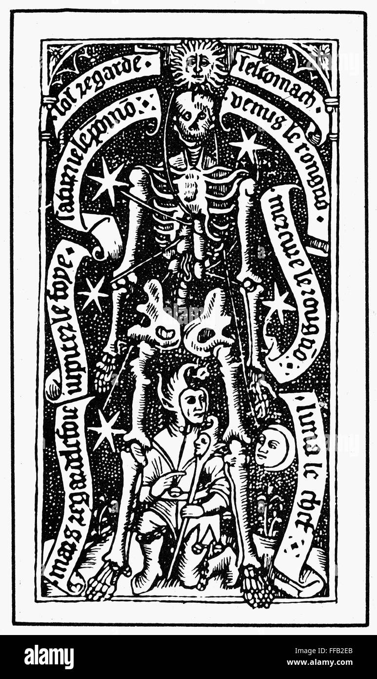 BLOODLETTING, 1496. /n'L'Homme PhlΘbotomique'as skeleton. Woodcut from ...