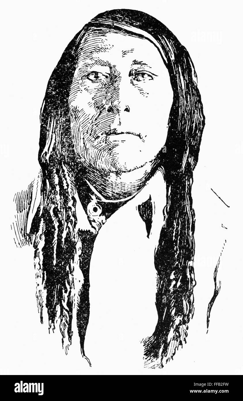 POUNDMAKER (c1842-1886). /nCanadian Cree chief. Line drawing by Charles ...