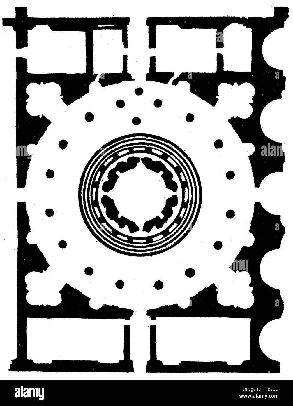 BRAMANTE: TEMPIETTO, 1502. /nFloor plan of the Tempietto di San Pietro ...