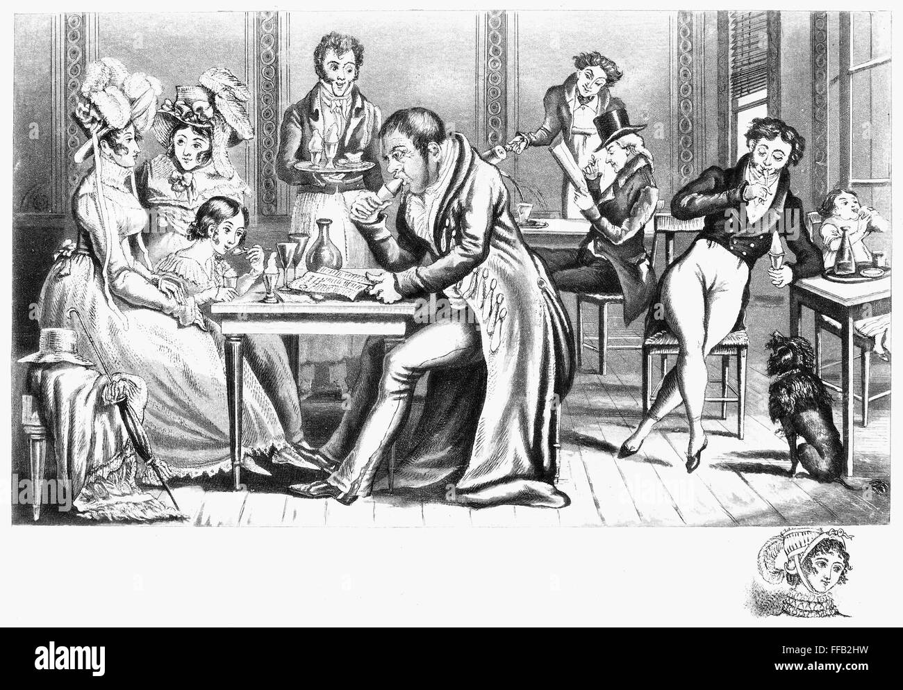 OCCUPATION OF PARIS, 1815. /n'John Bull and his family at an ice-cafe ...