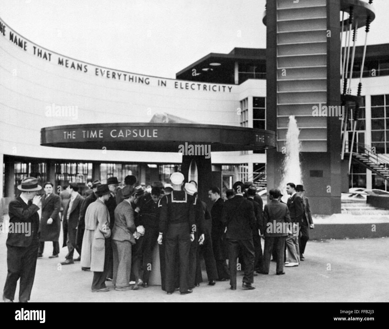 TIME CAPSULE, 1939. /nA torpedo-shaped time capsule, intended to be ...