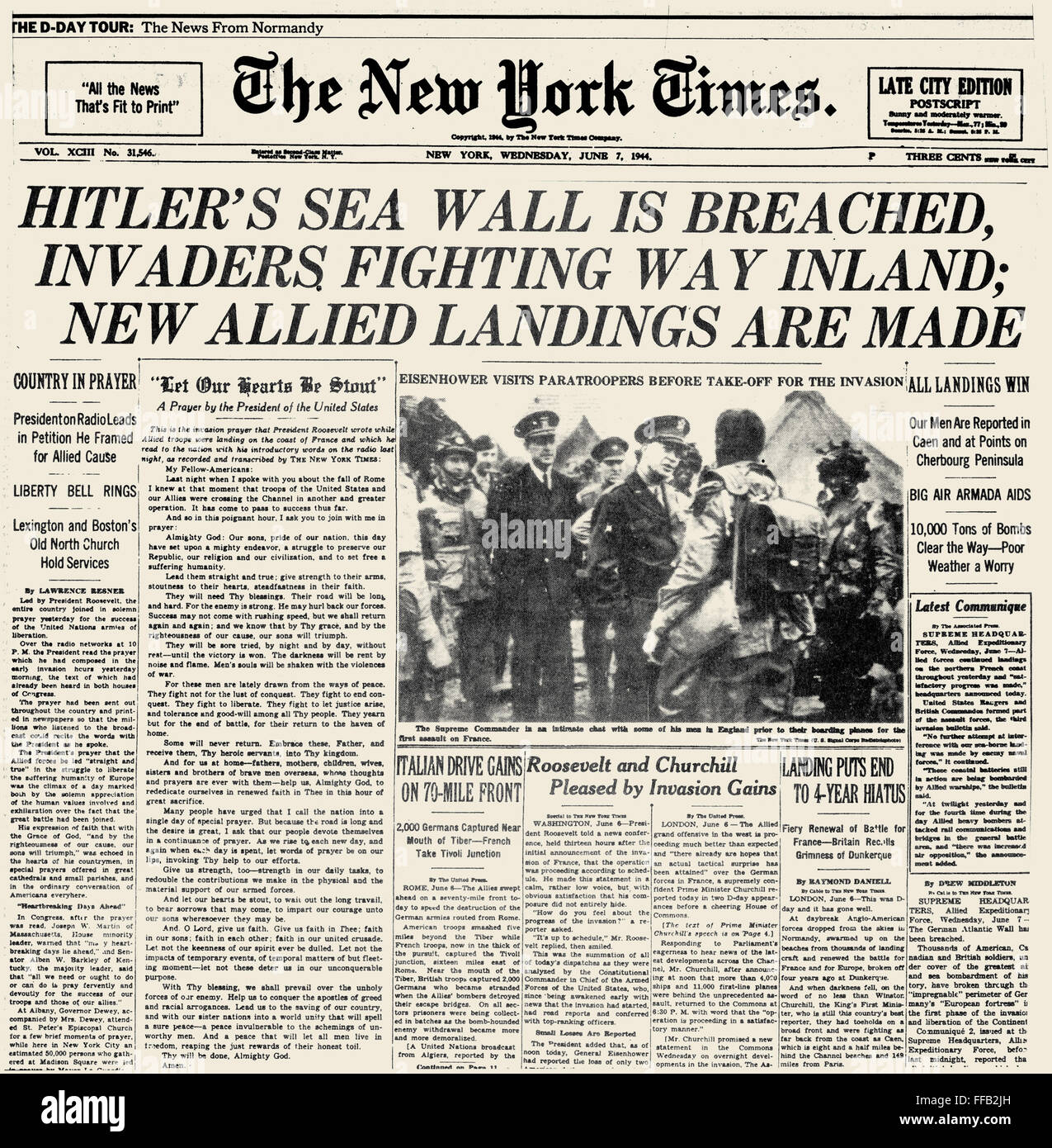 WORLD WAR II: D-DAY, 1944. /nFront page of the New York Times, 7 June ...