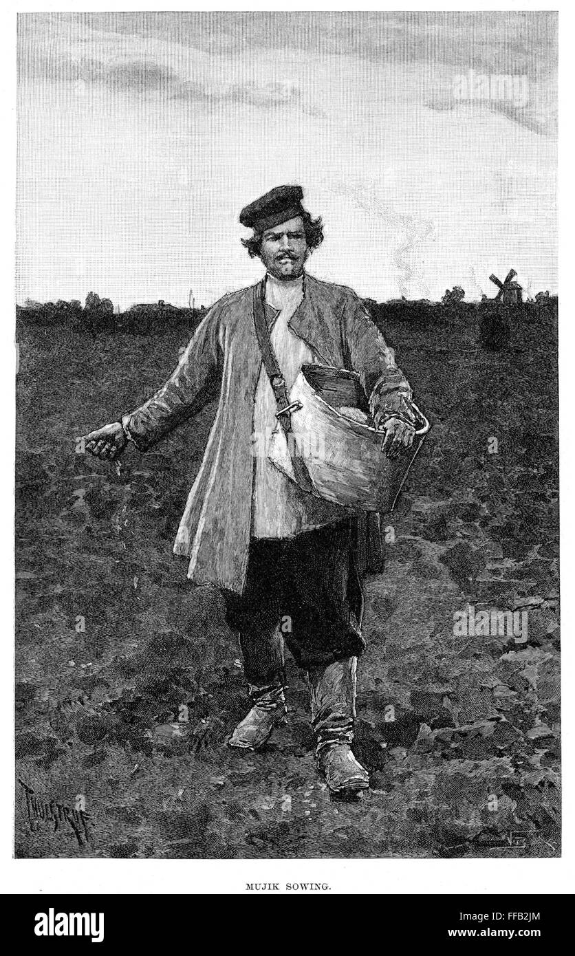 RUSSIAN PEASANT, 1889. /nA Russian peasant sowing seeds in his field ...