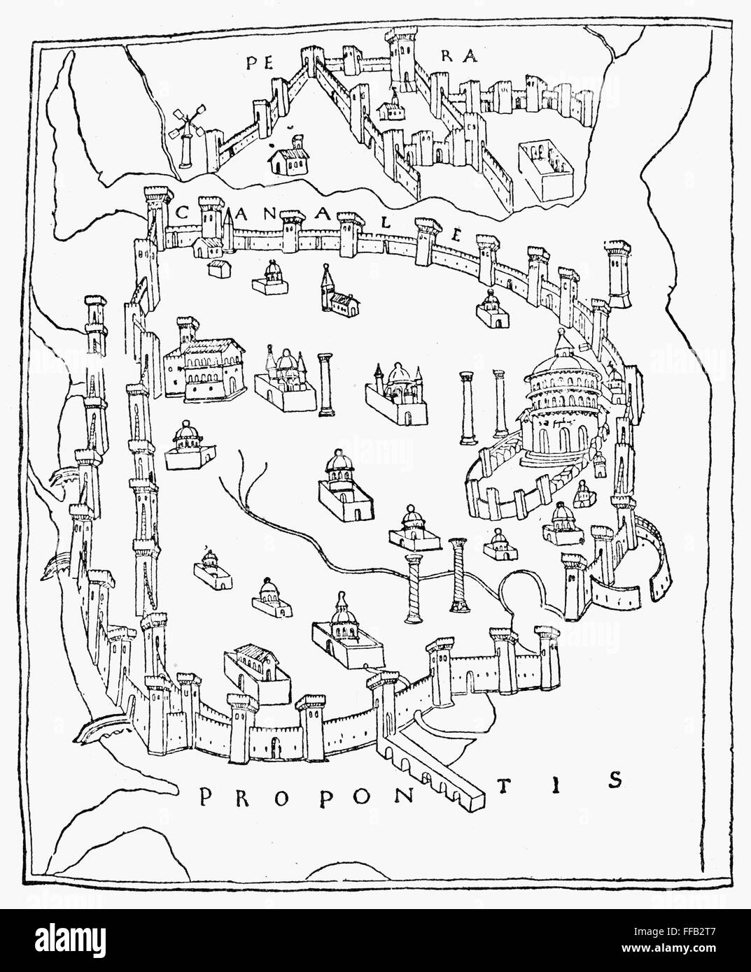 CONSTANTINOPLE, 1422. /nOne of the earliest extant plans of ...
