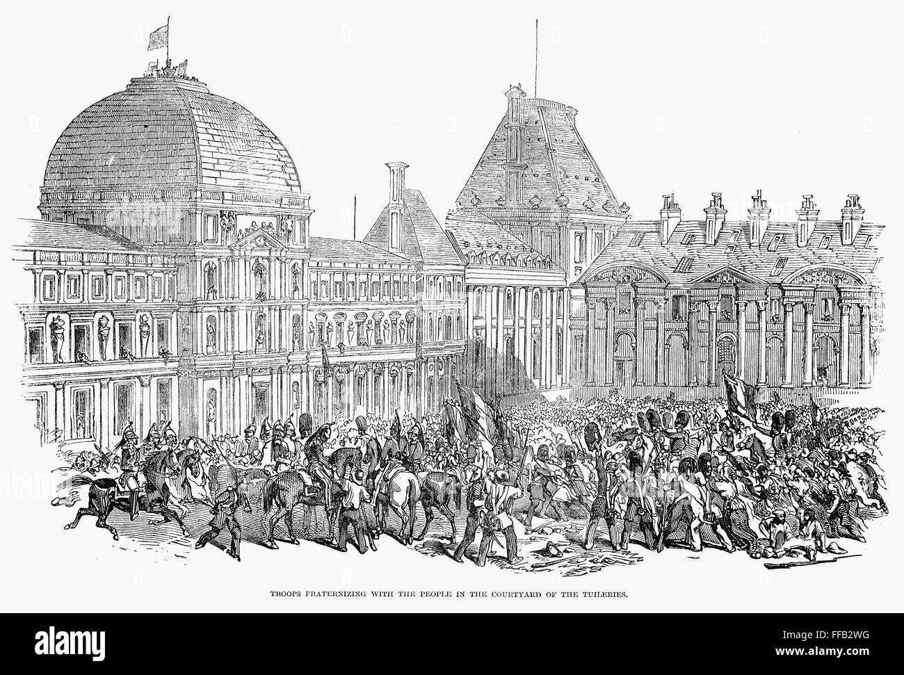 FRANCE: REVOLUTION OF 1848. /n'Troops fraternizing with the people in ...
