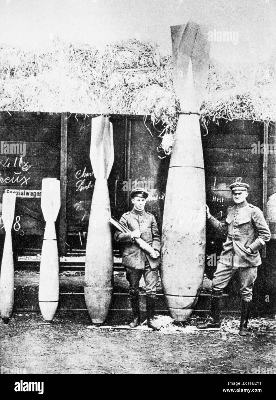 WORLD WAR I: GERMAN BOMBS. /nGerman aerial bombs, with a one-thousand ...