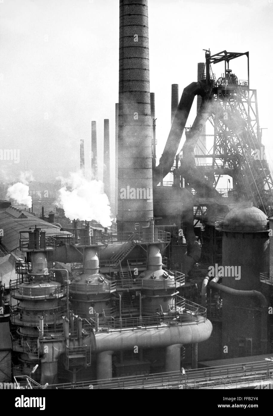 GERMANY: STEEL WORKS, 1956. /nBlast furnaces of the Niederrheinische ...