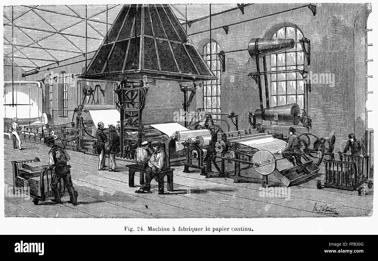 FRANCE: PAPER MANUFACTURE. /nA Fourdrinier machine, the standard paper ...