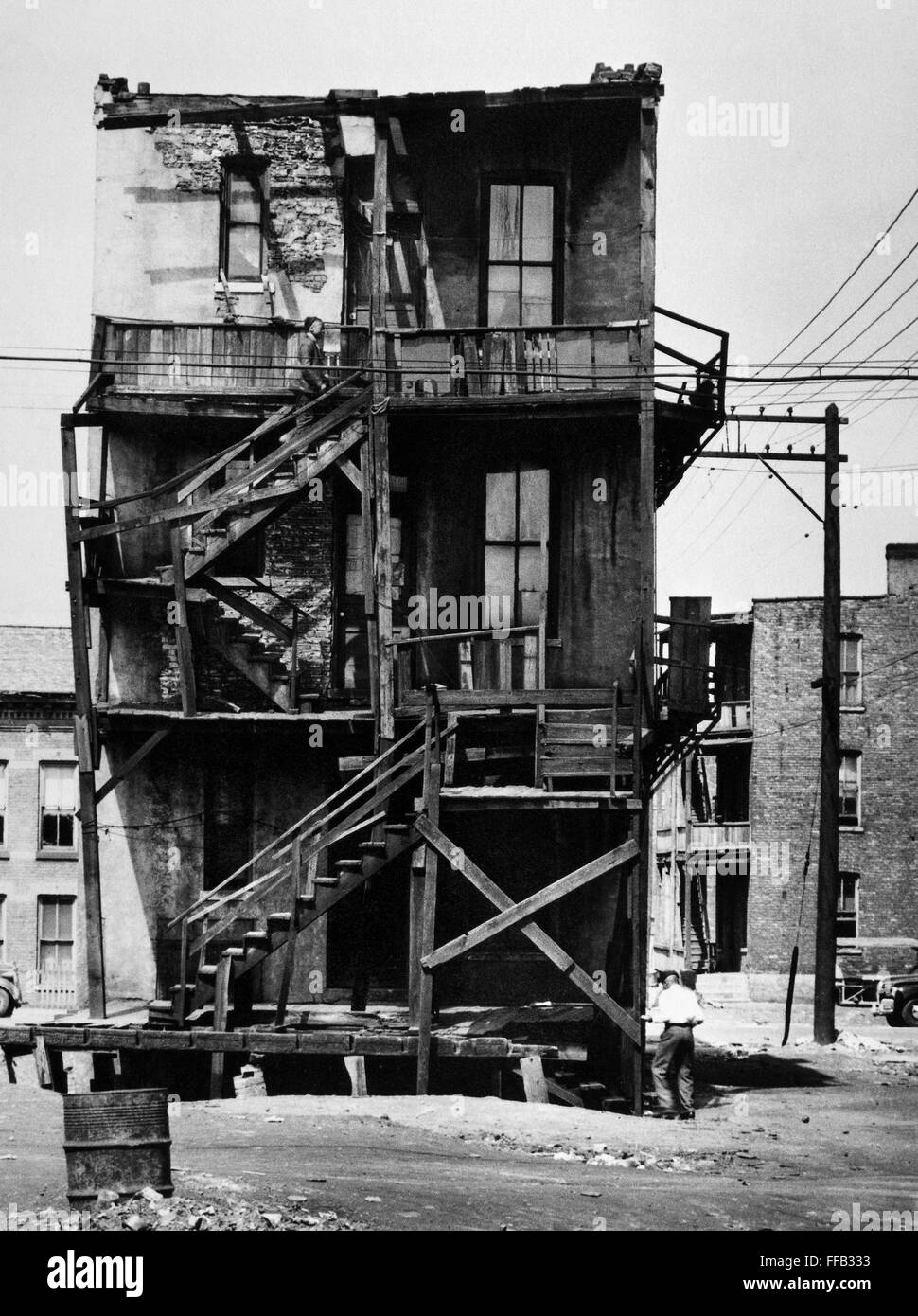 CHICAGO: TENEMENT, 1941. /nBack of a multifamily dwelling in Chicago ...