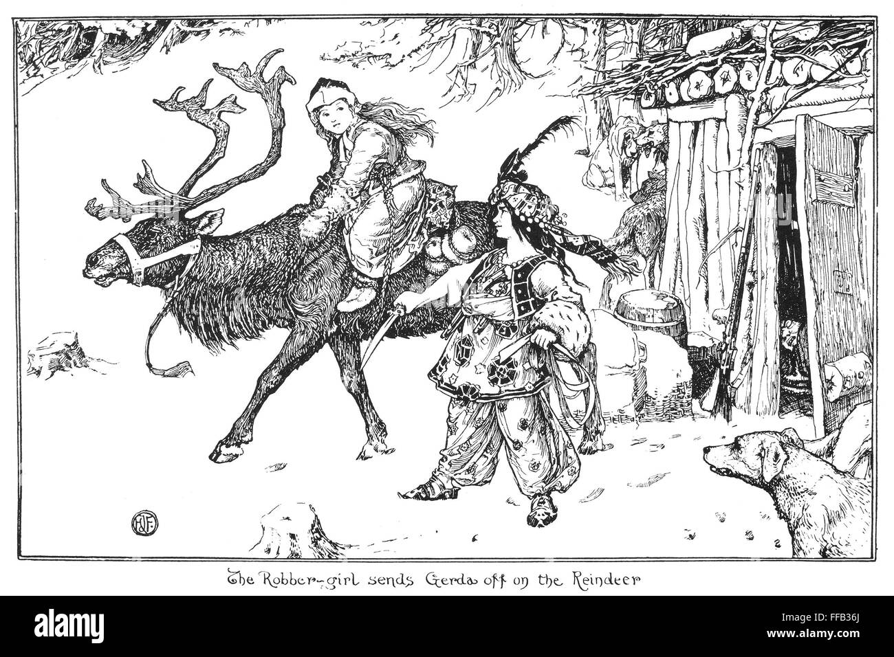 ANDERSEN: THE SNOW QUEEN. /n'The Robber-girl sends Gerda off on the ...