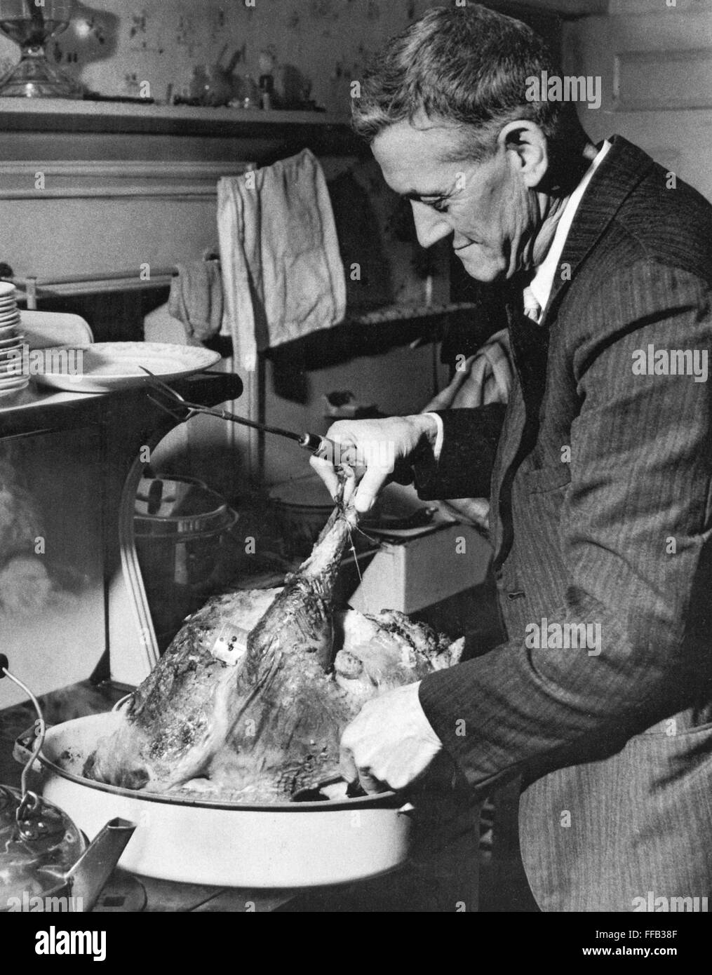 THANKSGIVING, 1940. /nThanksgiving meal in Ledyard, Connecticut ...