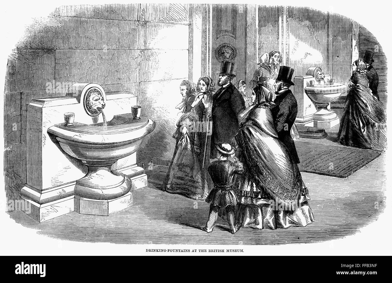 BRITISH MUSEUM, 1860. /nDrinking fountains at the British Museum ...