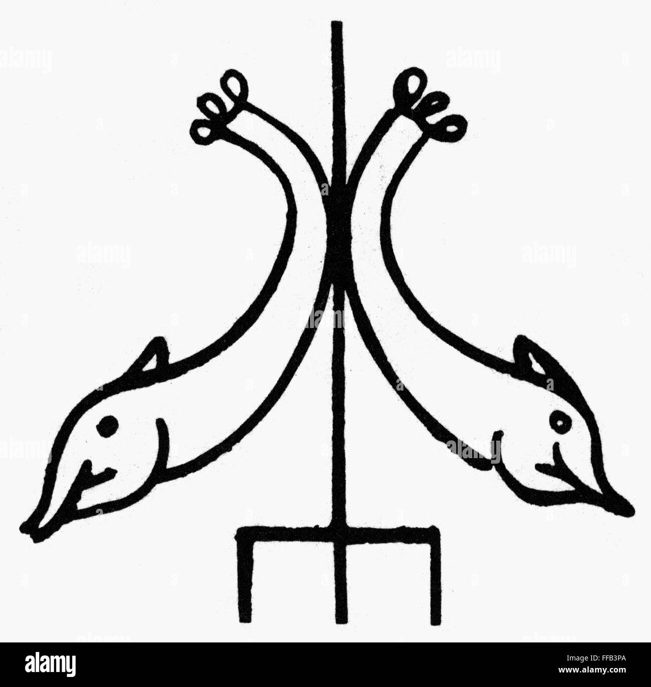 EARLY CHRISTIAN SYMBOL. /nAn allusion to the miracle of the feeding of ...