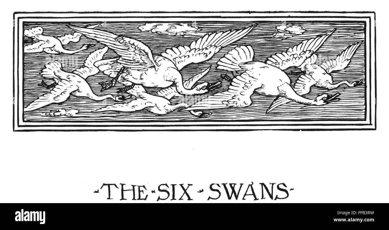 GRIMM: THE SIX SWANS. /nDrawing by Walter Crane (1845-1915) for the ...