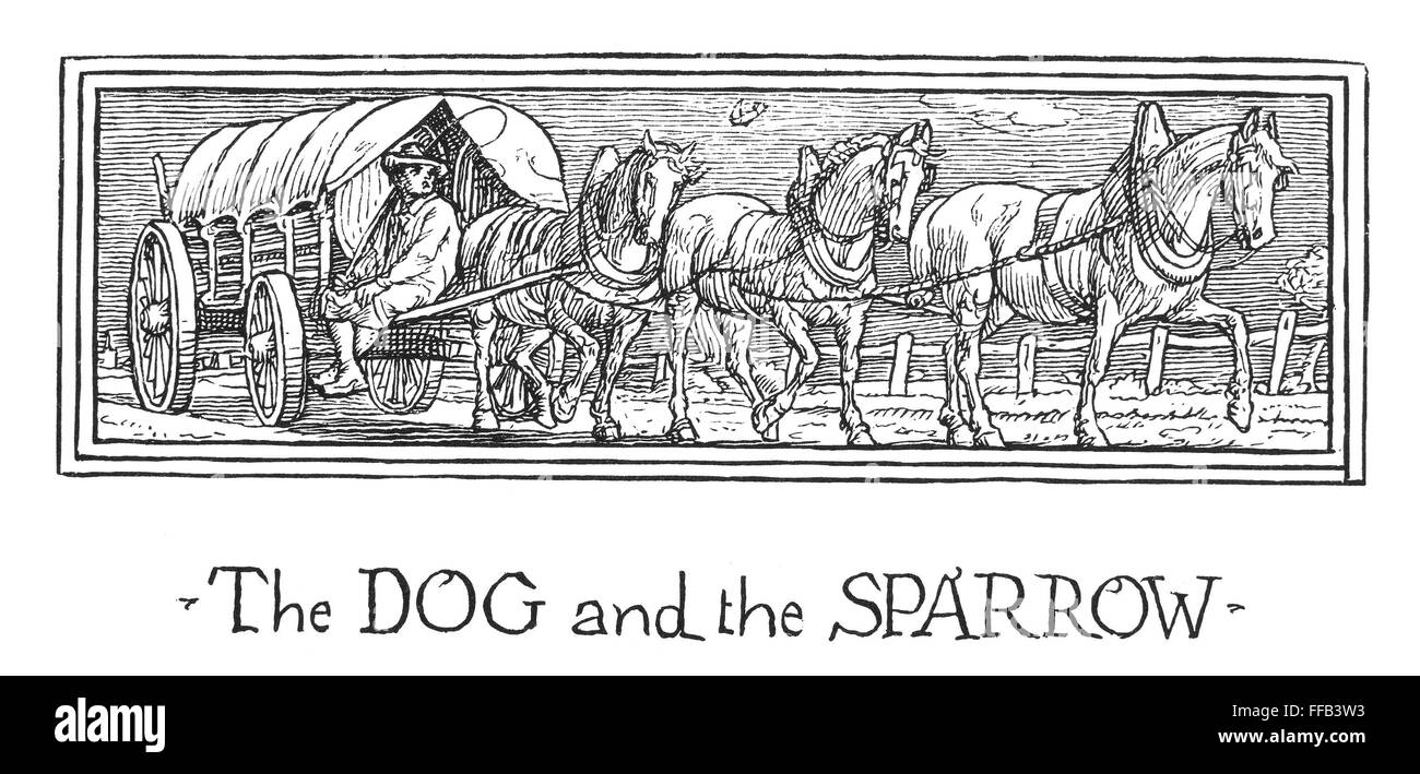 GRIMM: DOG AND THE SPARROW. /nDrawing by Walter Crane (1845-1915) for ...
