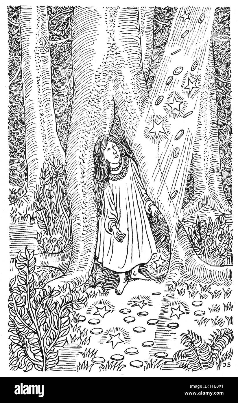 GRIMM: THE STAR MONEY. /nDrawing by Josef Scharl for the fairy tale by ...