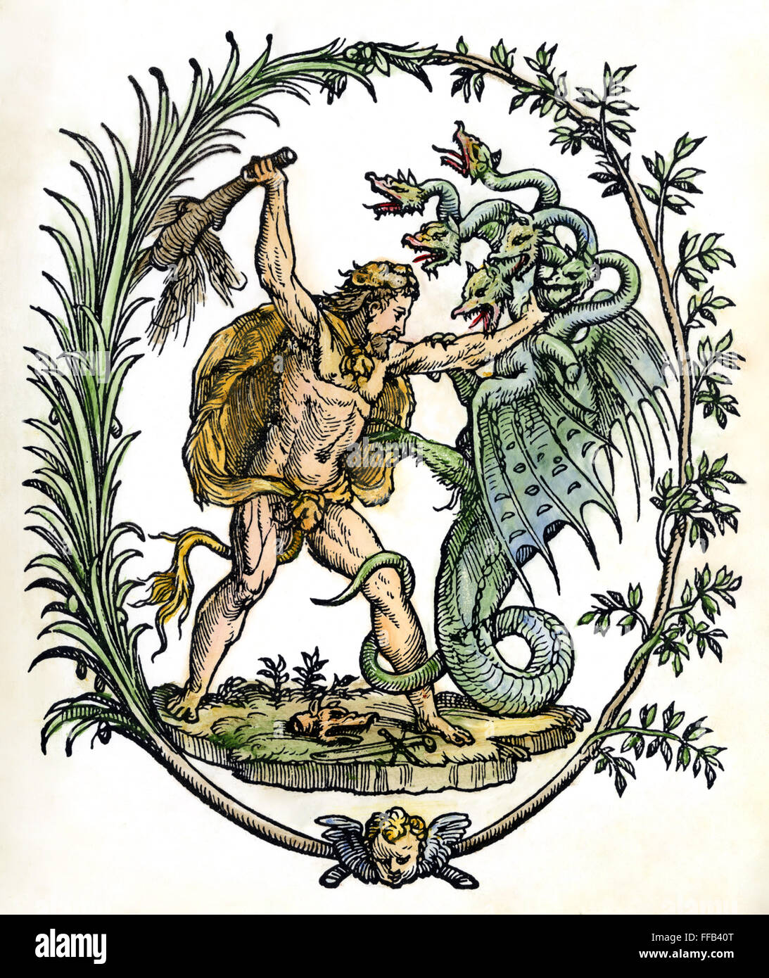 MYTHOLOGY: HERCULES. /nHercules slaying the Hydra. Detail of an Italian ...