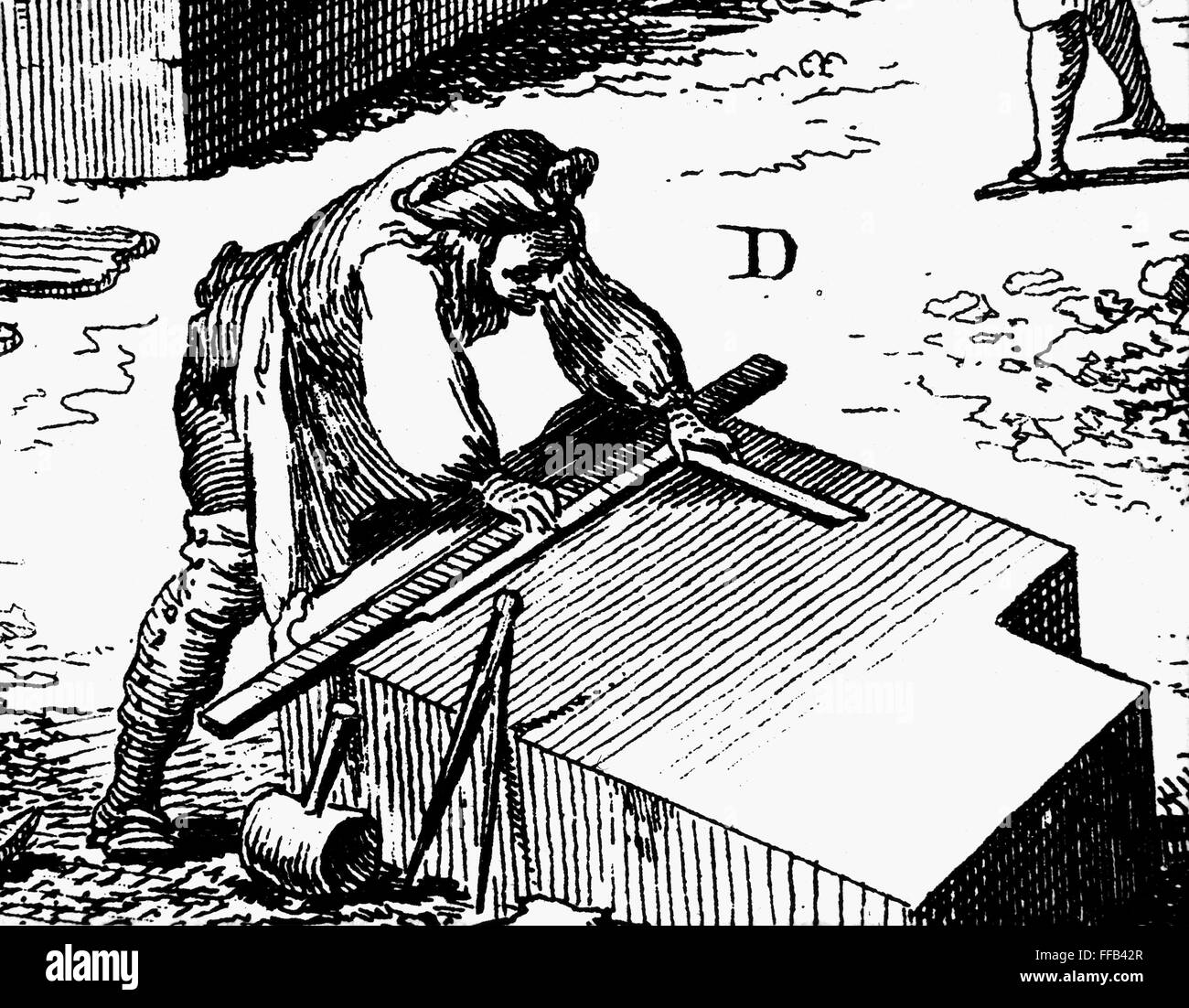 MEASURING & MARKING STONE. /nA mason measuring and marking stone with ...