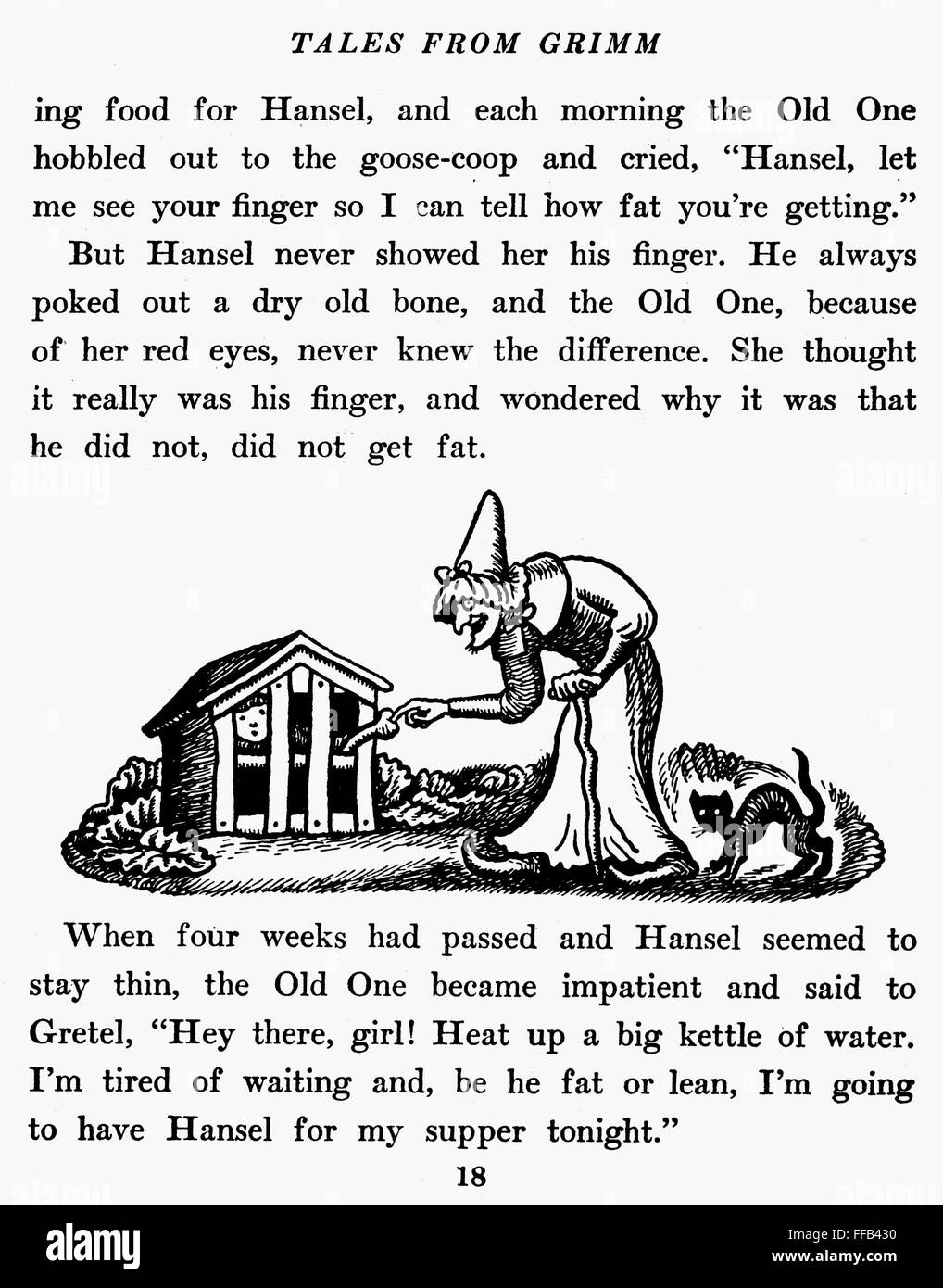 GRIMM: HANSEL AND GRETEL. /nThe witch trying to fatten Hansel in his ...