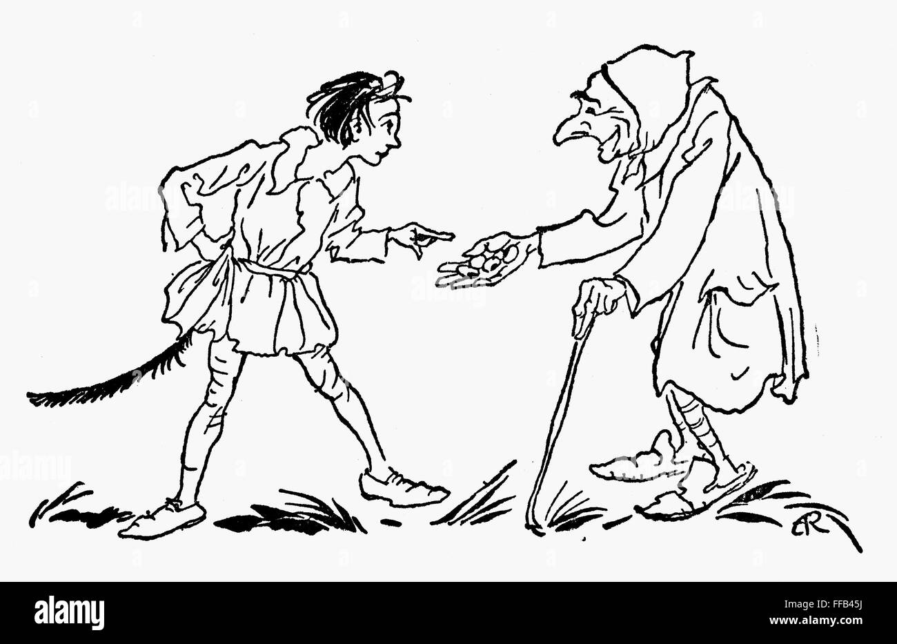 JACK AND THE BEANSTALK. /nJack trading his mother's cow for a handful ...