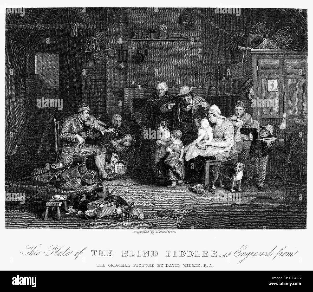 BLIND FIDDLER. /nSteel engraving, English, c1840, after the painting ...