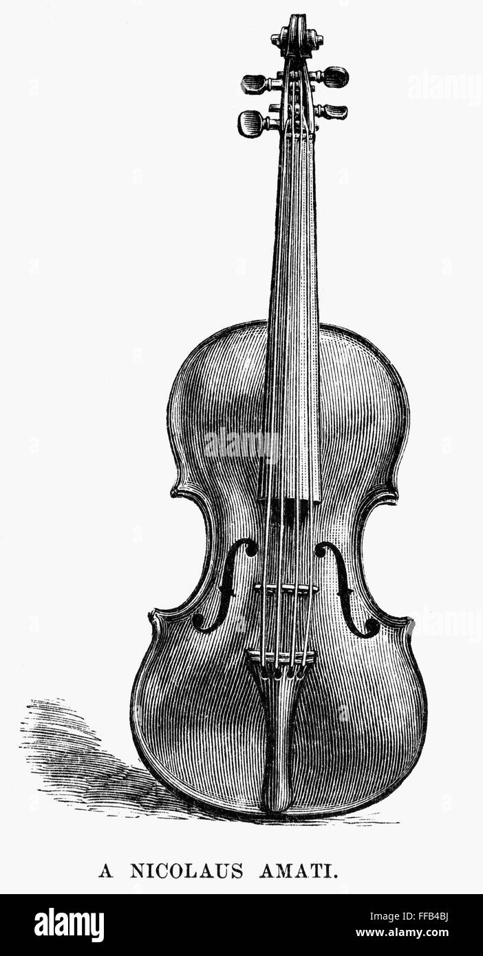 AMATI VIOLIN. /nViolin made by Nicolo Amati (1596-1684). Wood engraving ...
