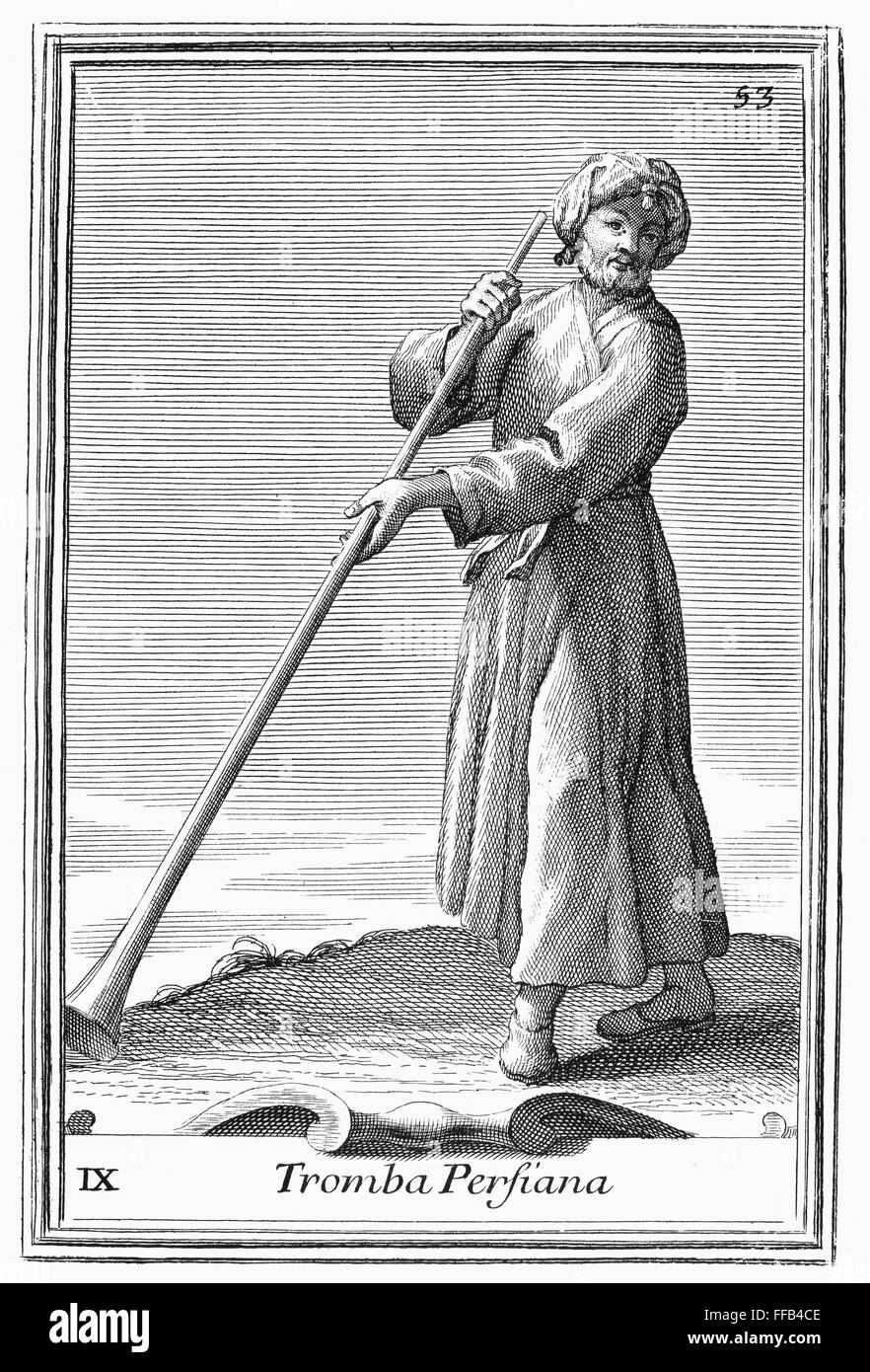 PERSIAN TRUMPET, 1723. /nCopper engraving, 1723, by Arnold van ...