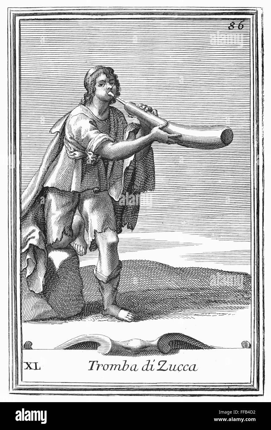 MARROW TRUMPET, 1723. /nA marrow trumpet, made from a scooped out ...