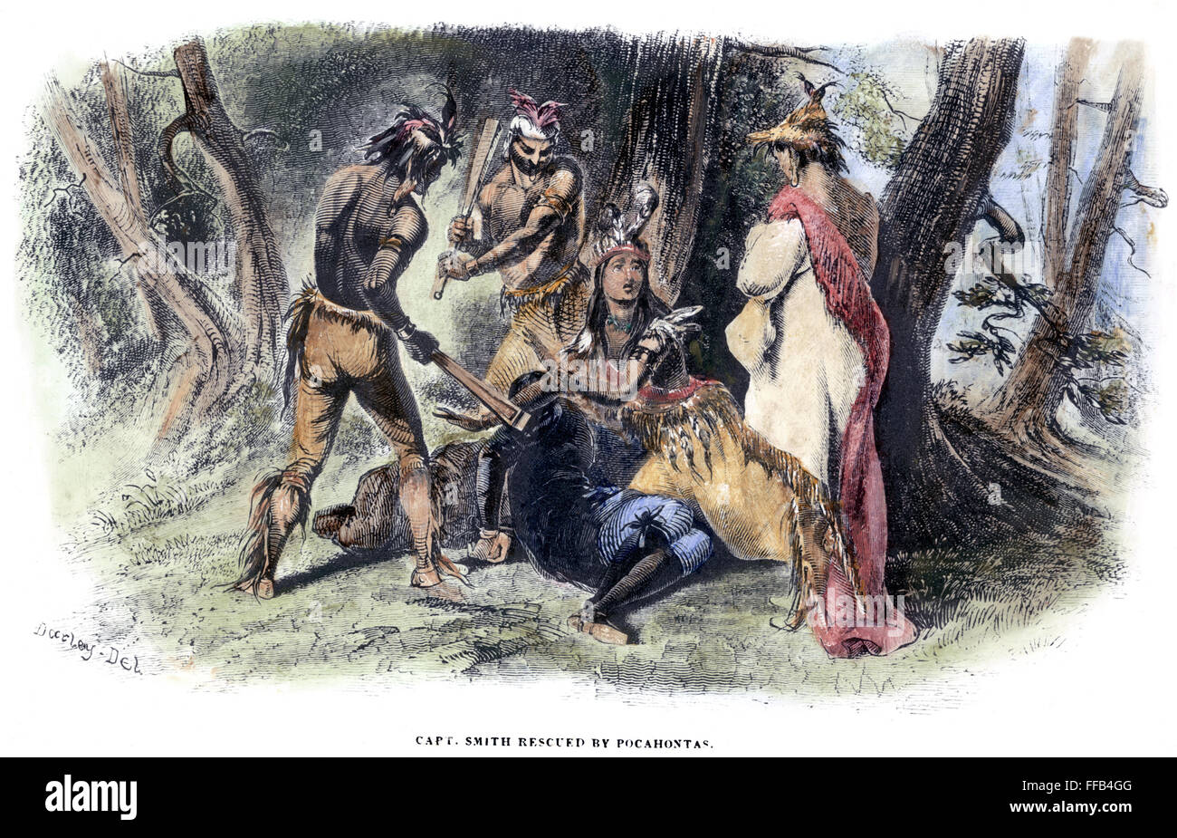 POCAHONTAS (1595?-1617). /nNative American princess. Pocahontas saving ...
