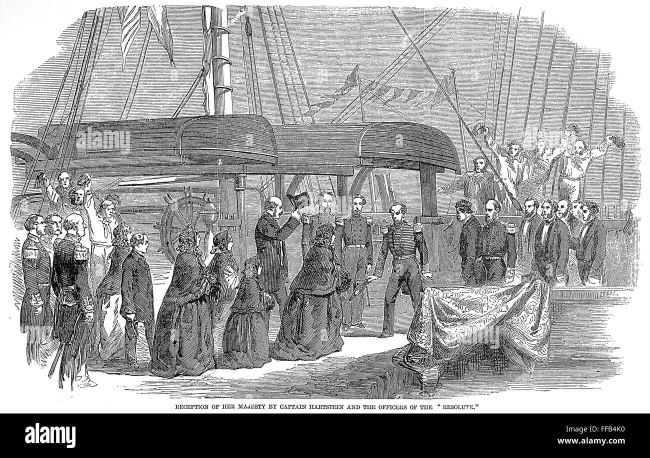 HMS RESOLUTE, 1856. /nQueen Victoria welcomed aboard the HMS Resolute ...